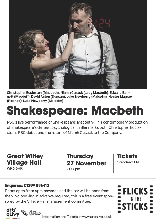 FREE EVENT -Shakespeare: MACBETH | Great Witley Village Hall